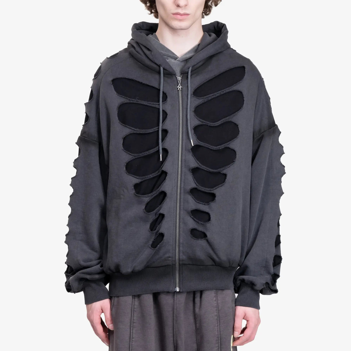 AVAVAV Shoulderless Cut Out Hoody in Washed Grey