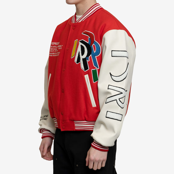 Represent Clothing Brand Initial Varsity Jacket in Burnt Red