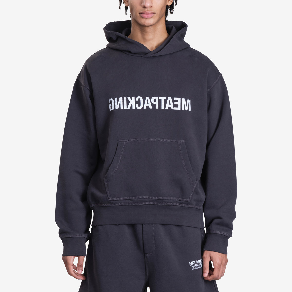 Helmut Lang Mens Meatpacking Hoody in Ash