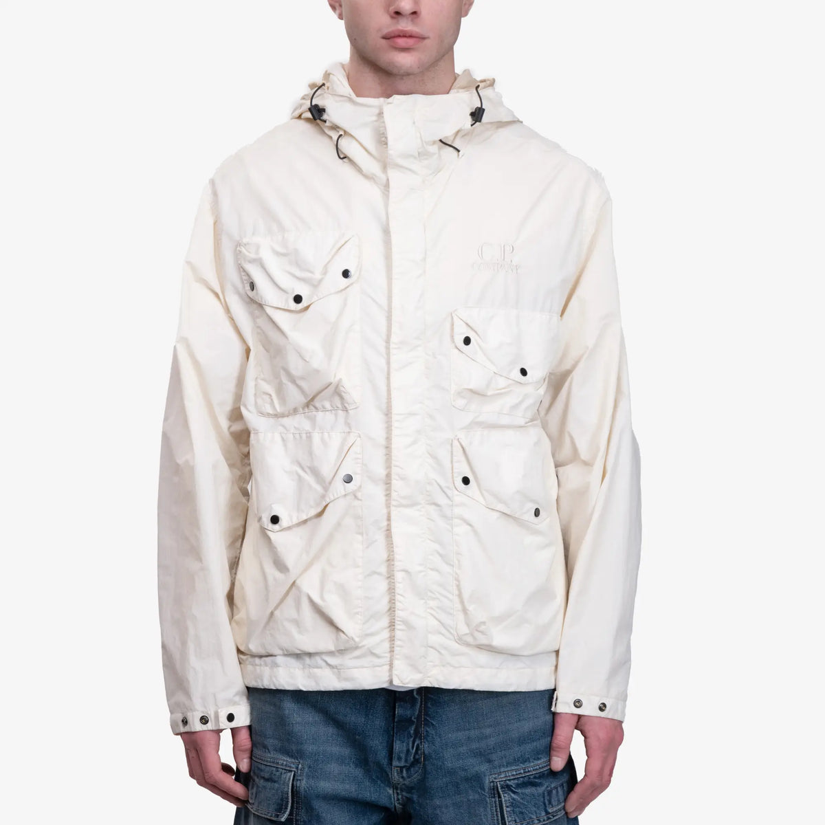 C.P. Company Mens Flat Nylon Goggle Jacket in Pistachio Shell
