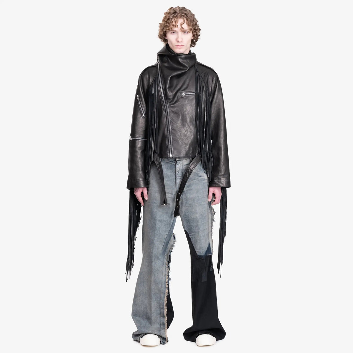 Rick Owens FW25 Concordians Cropped Scarf Flight Jacket Black
