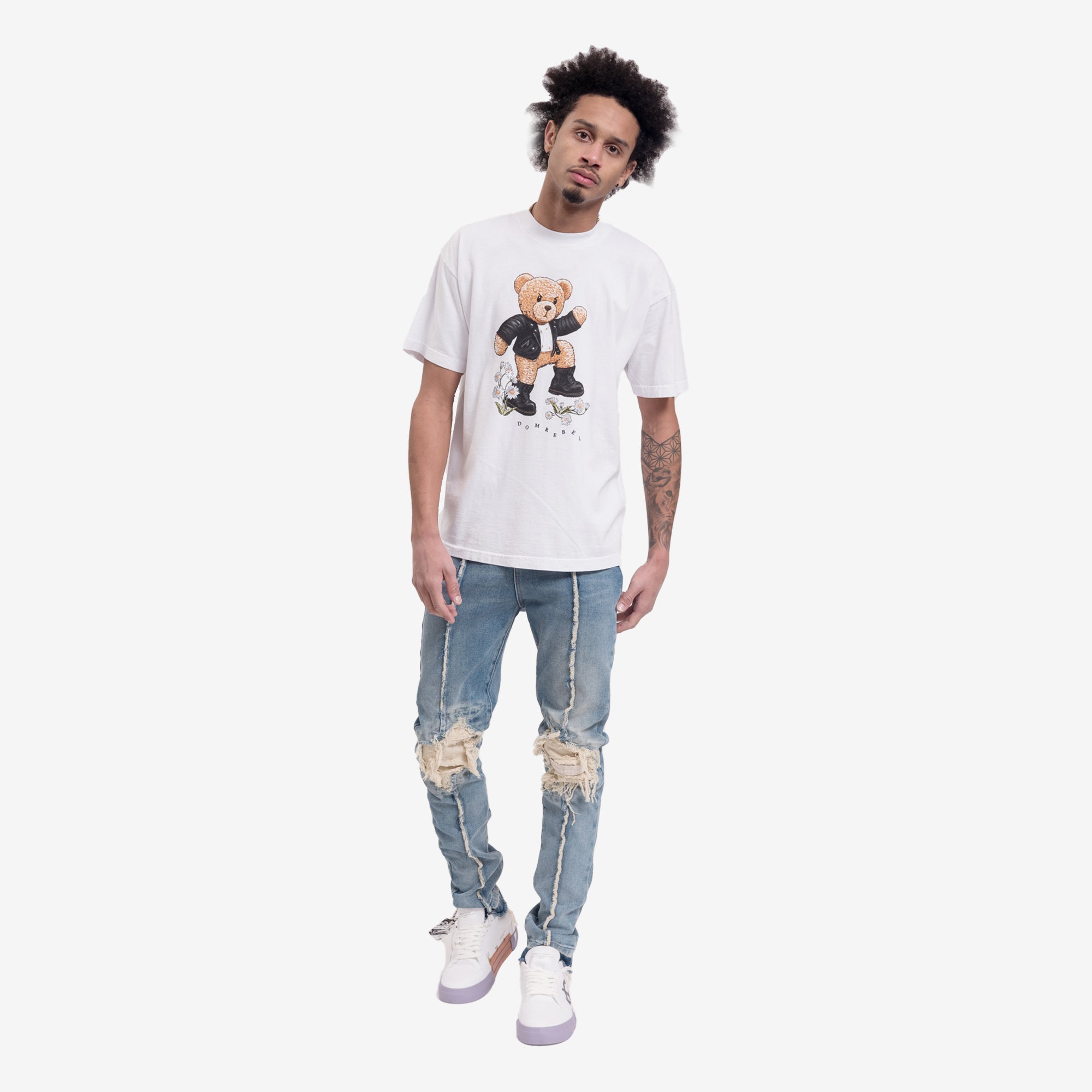 VAL Kristopher - Shredded Knee Blue Denim