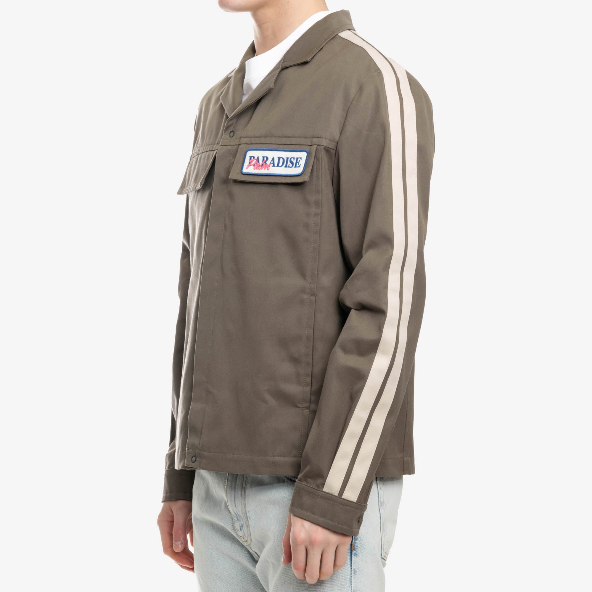 Palm Angels Mens Paradise Coach Jacket in Military