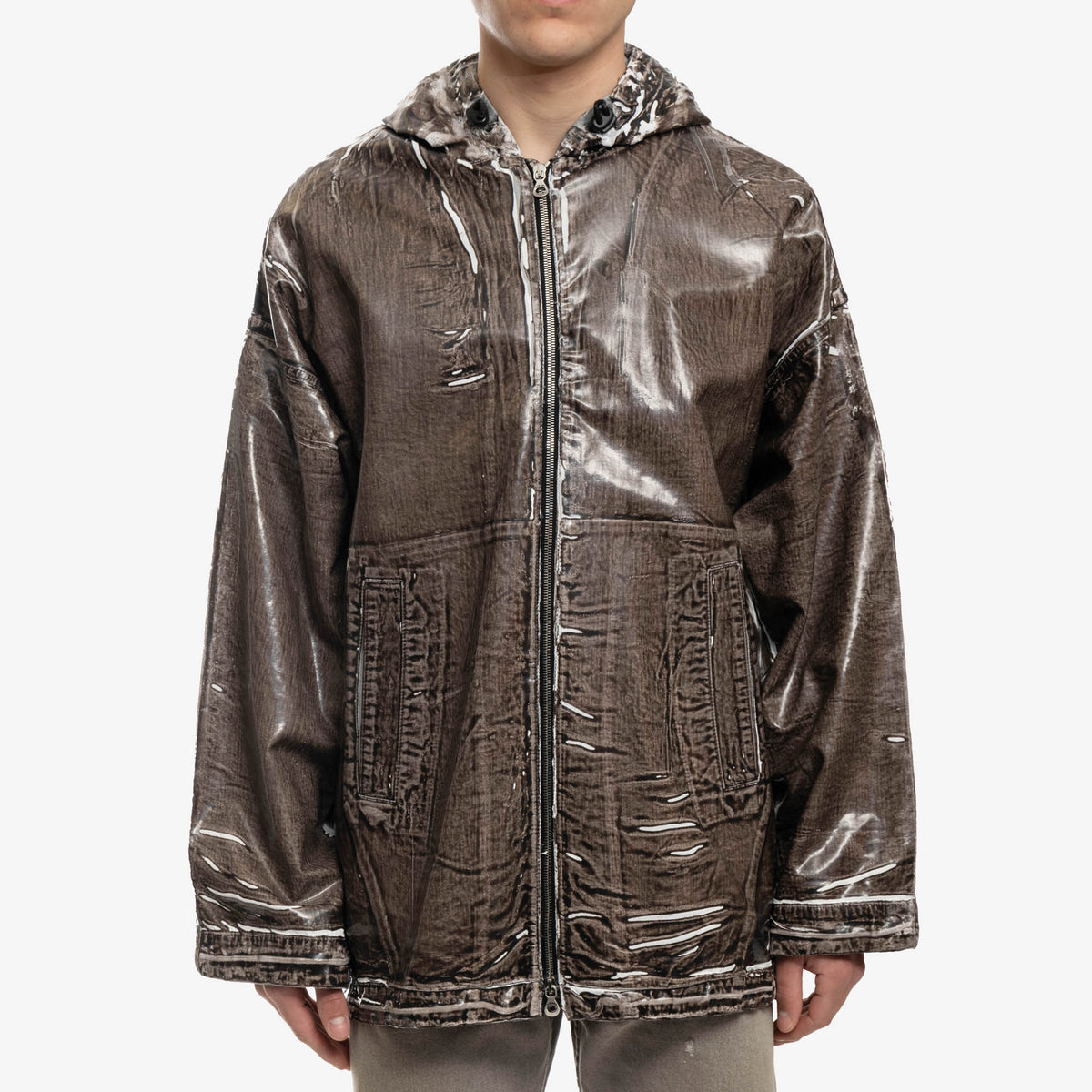 Diesel Poly Denim Zip Up Hoody – Gloss Finish Jacket